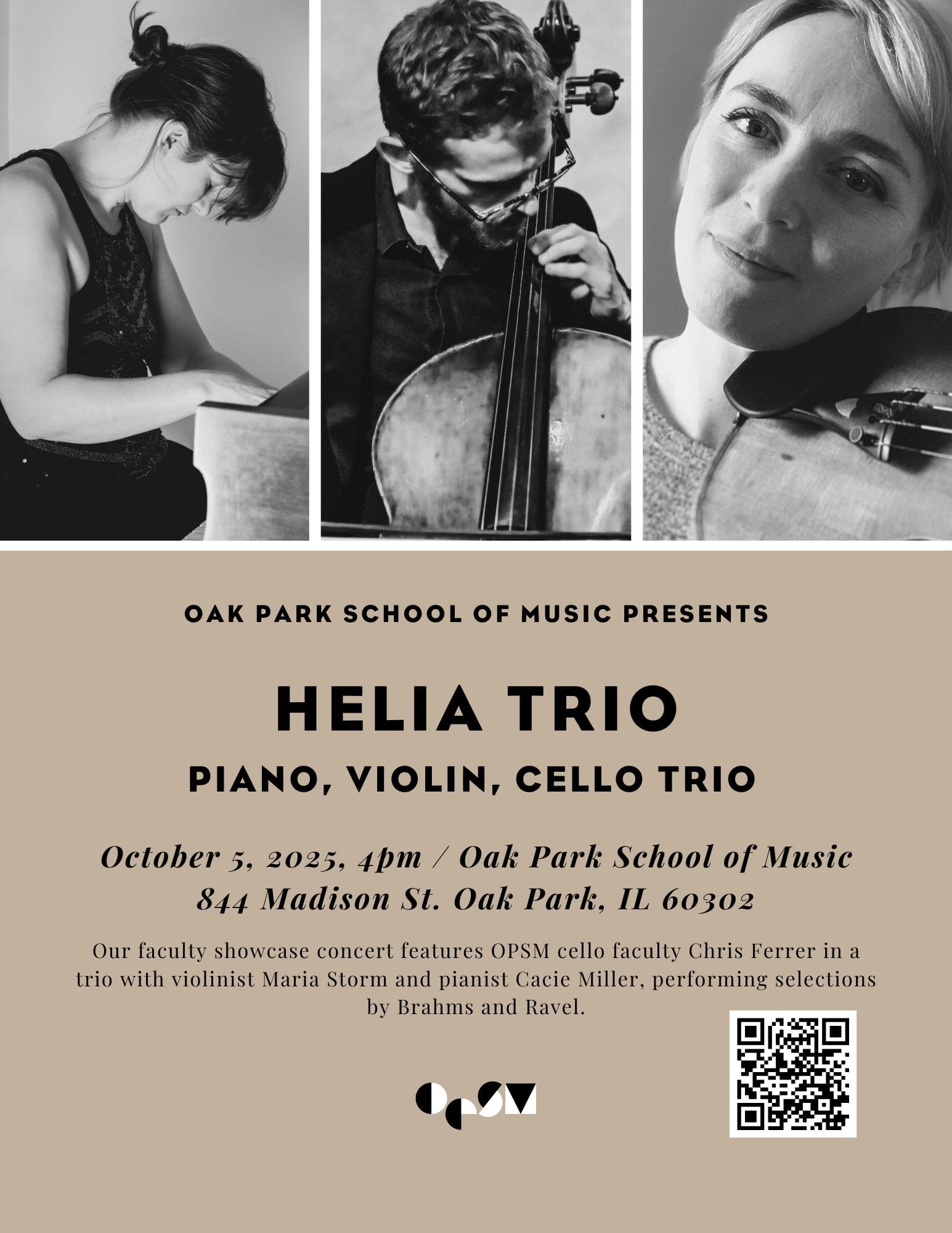October 5, 4PM - Helia Trio at Oak Park School of Music